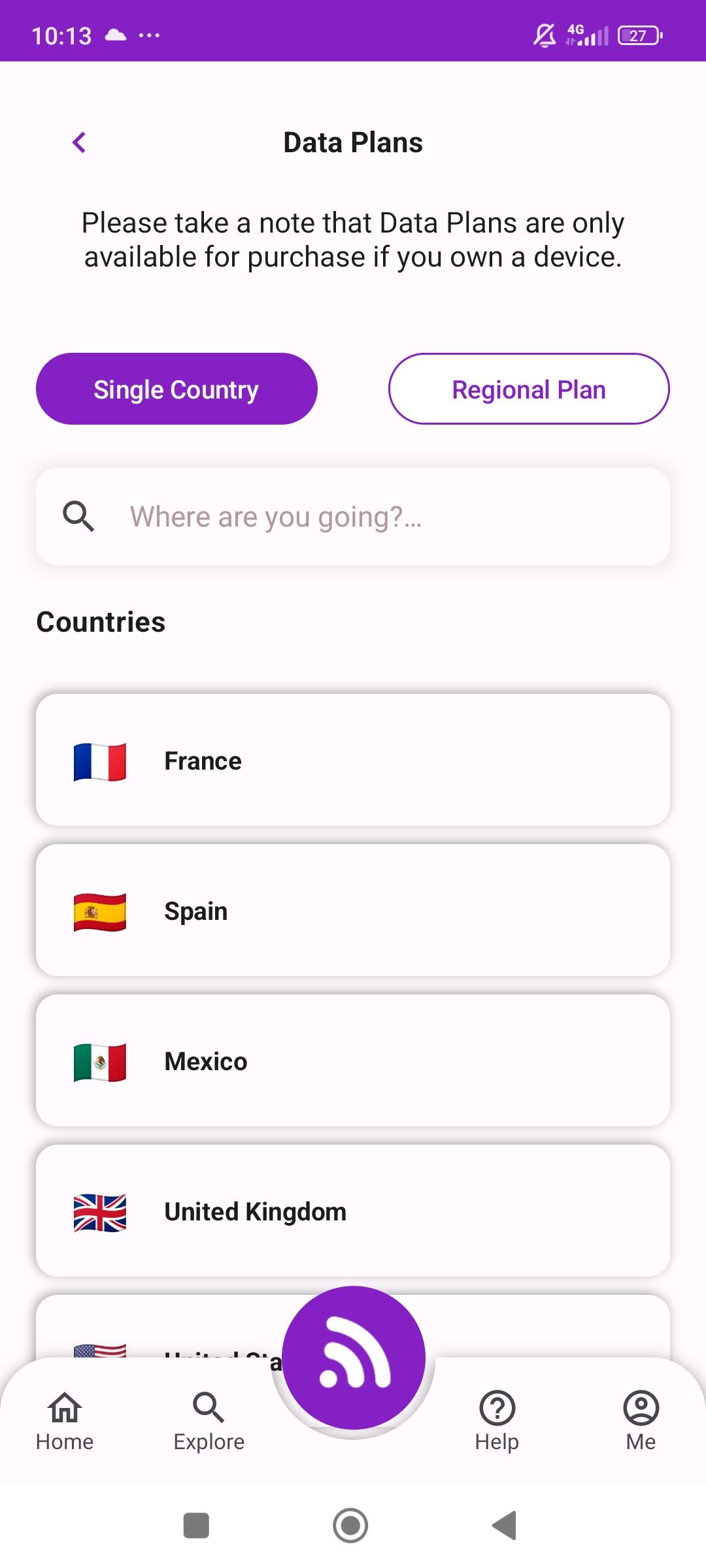 Purchase a data plan for my Hotspot on the App – TravelWifi